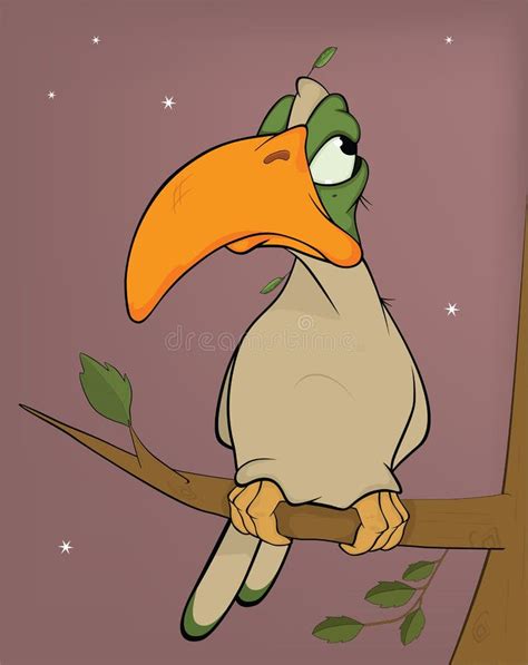 Parrot On A Tree Cartoon Stock Vector Illustration Of Life