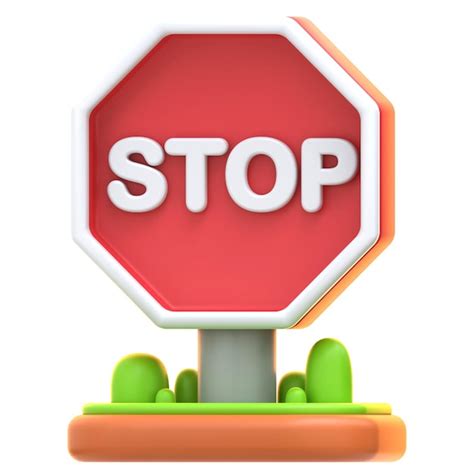 Premium Photo 3d Icon Stop Sign 3d Illustration 3d Element 3d