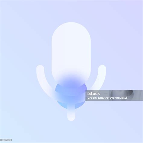 마이크 유리 모프즘 트렌디 한 스타일 아이콘 마이크 컬러 벡터 아이콘에 블러 투명 유리 및 보라색 그라데이션 웹 및 Ui 디자인 모바일 앱 및 프로모션 비즈니스 폴리그래피용