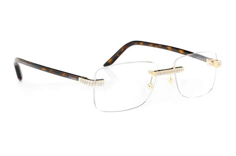 Icebox Cartier Glasses Iced Out Diamonds Rimless 200ctw Yellow Gold
