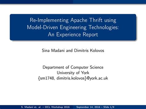 Re Implementing Apache Thrift Using Model Driven Engineering Technologies An Experience Report