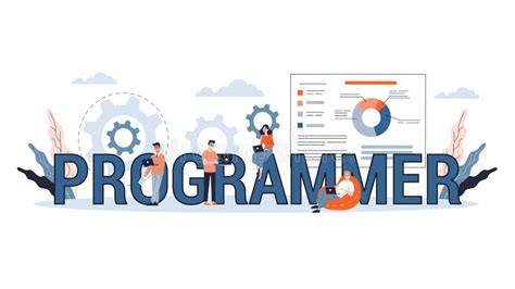 Programming Concept Idea Of Working On Computer Stock Vector