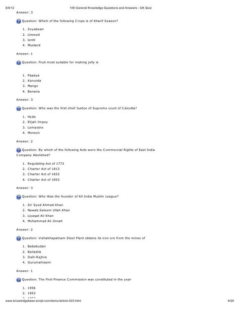 General Knowledge Quiz Questions Answers