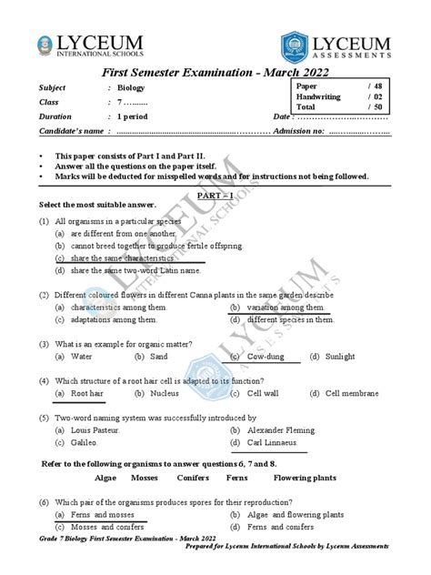 Grade 7 Biology Pdf Plants Microorganism