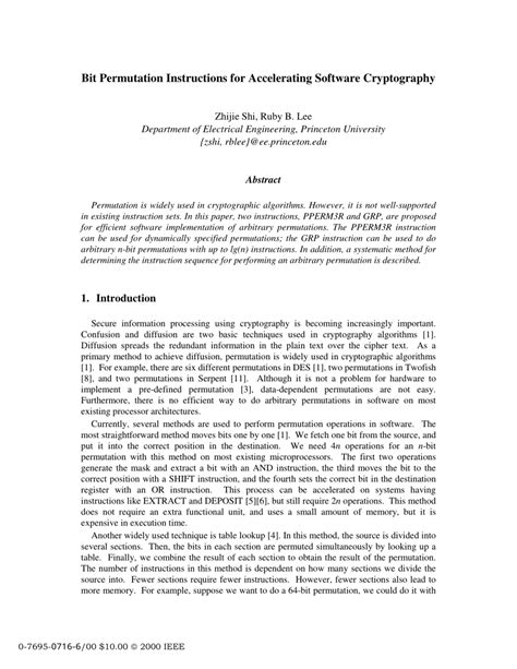 Pdf Bit Permutation Instructions For Accelerating Software Cryptography
