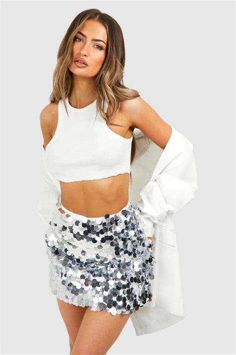 Disc Sequin Mini Skirt Boohoo