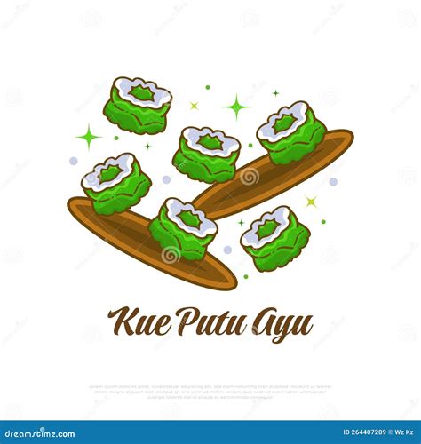 Illustration Of Kue Putu Ayu Indonesian Traditional Cake Steamed Cake