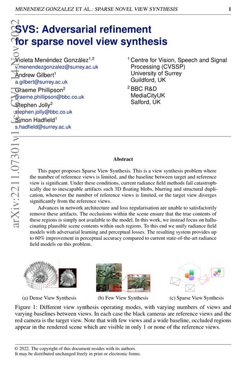Pdf Svs Adversarial Refinement For Sparse Novel View Synthesis