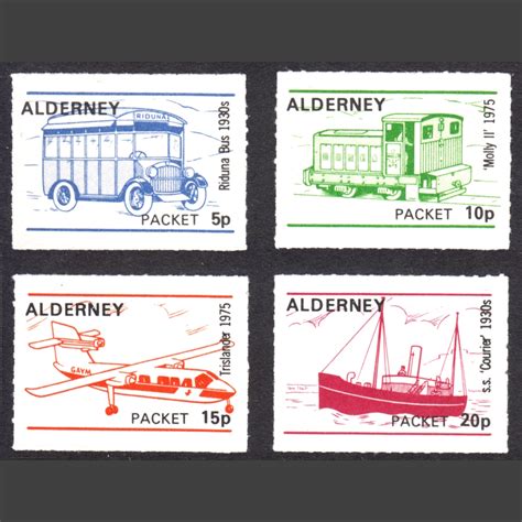 Alderney Parcel Delivery Service 1975 Transport Issue 4v 5p To 20p U