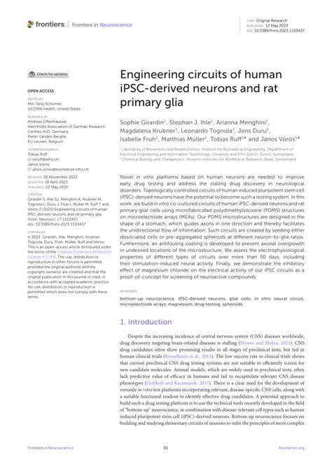 Pdf Engineering Circuits Of Human Ipsc Derived Neurons And Rat Primary Glia