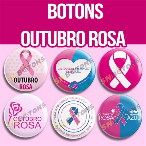 50 100 200 Botons Bottons Personalizados Outubro Rosa E Novembro Azul