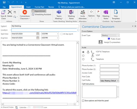 Schedule An Event Using The Cornerstone Classroom Outlook Scheduler