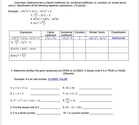 Solved Instruction Determine The A Literal Coefficient B