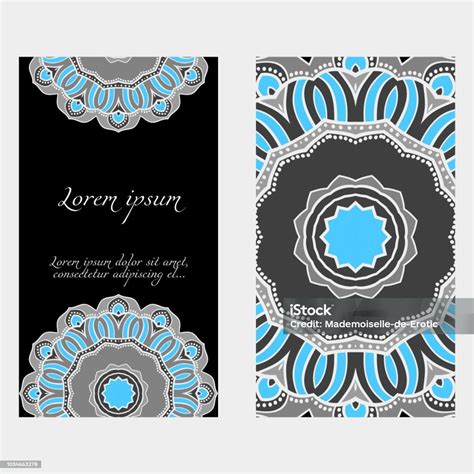 만다라 꽃 패턴으로 초대 또는 카드 템플릿 결혼식 인사말 카드 생일 초대장 전면 및 후면입니다 벡터 일러스트입니다 0명에 대한 스톡 벡터 아트 및 기타 이미지 Istock