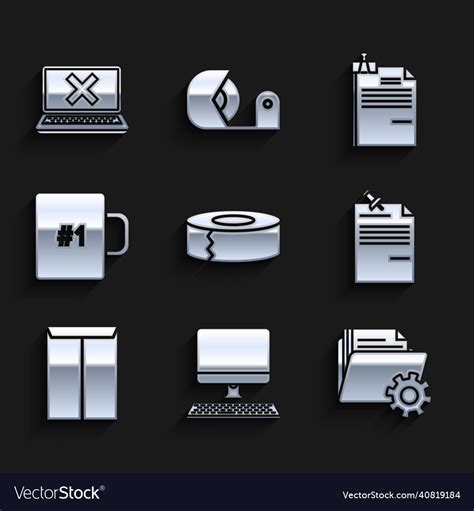 Set Scotch Computer Monitor With Keyboard Folder Vector Image