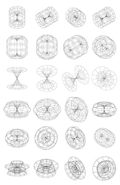 Premium Vector Set Of 3d Wireframe Objects Part 1 Collection Of 3d