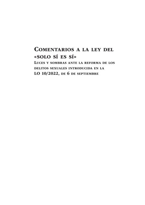 Pdf Comentarios A La Ley Del «solo Sí Es Sí