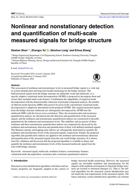 Nonlinear And Nonstationary Detection And Quantification Of Multi Scale Measured Signals For