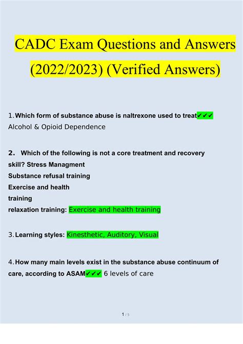 CADC Exam Questions And Answers 2022 2023 Verified Answers CADC Stuvia US