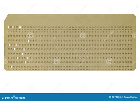Punched Card Yellow Stock Image Image Of Mainframe 5279605