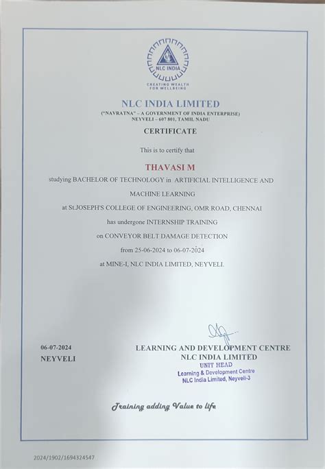 deep learning intern at nlc india limited thavasi m posted on the topic linkedin