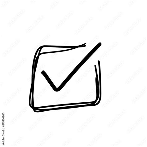 Hand Drawn Checkbox Doodle Check Mark Examination Mark And Checklist Marks Design Vector Stock