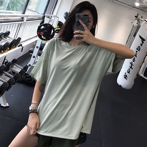 Annerun网纱速干衣女宽松跑步罩衫健身服短袖运动t恤网红瑜伽上衣虎窝淘