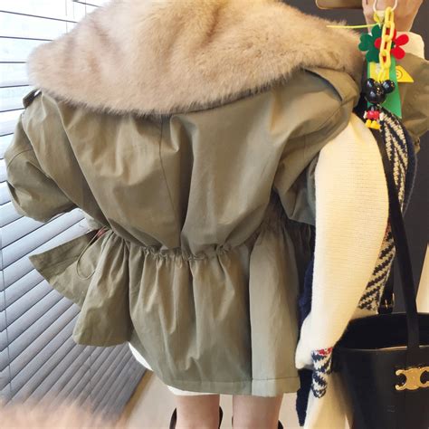 알레스카 빅카라 퍼 허리 스트링 사파리 야상 패딩 점퍼 2color 에이블리