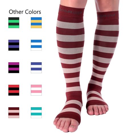 Open Toe Compression Sleeve 15 20 Mmhg Stripes By Doc Miller