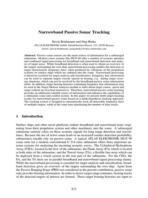 Narrowband Passive Sonar Tracking Pdf Sonar Propeller