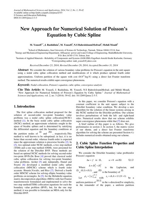Pdf New Approach For Numerical Solution Of Poissons Equation By