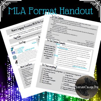 MLA Th Edition Basics Handout By ScarletsCollegePrep TPT