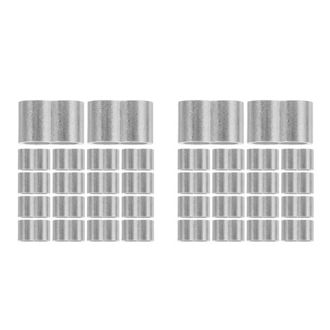 Worgeous 50 Pcs Aluminum Crimping Sleeve Wire Rope Sleeves Double Cable