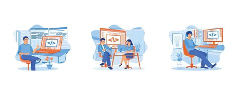 a male designer is developing programming and coding technology on