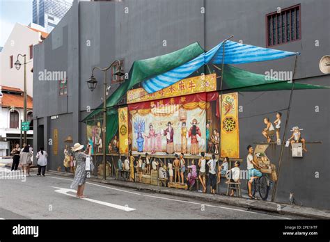 Artwork On Walls In Chinatown Singapore By Street Artist Yip Yew