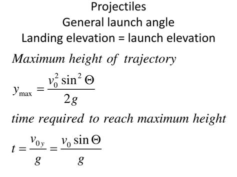 PPT Projectiles General Launch Angle Landing Elevation Launch Elevation PowerPoint