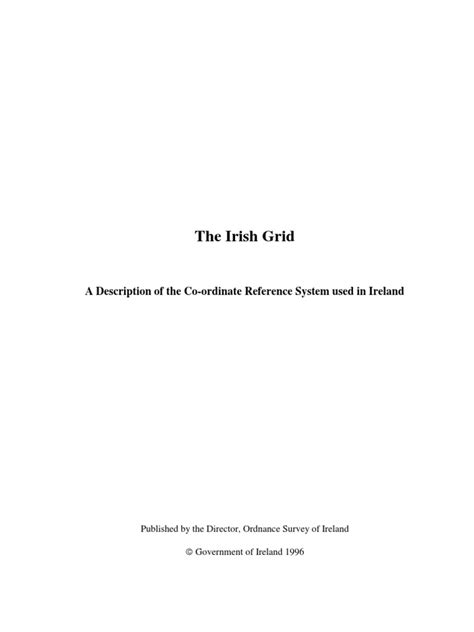 The Irish Grid A Description Of The Coordinate Reference System Used In Ireland Pdf Latitude