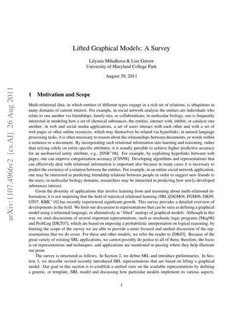 PDF Lifted Graphical Models A Survey