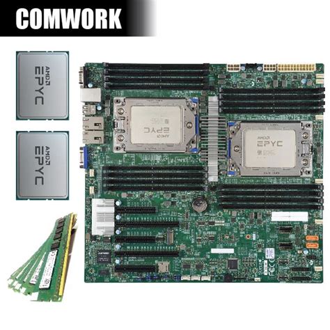 ชุด 128 เธรด ซีพียู Dual Amd Epyc 7452 เมนบอร์ด Supermicro H11 แรม 32gb 256gb พัดลม Cpu
