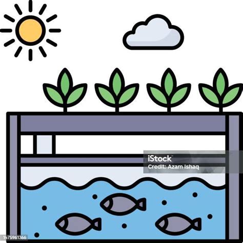아쿠아포닉스 농업 개념 수경법 벡터 아이콘 디자인 스마트 농업 기호 전자 농업 기호 디지털 농업 혁명 스톡 일러스트 레이 션 수경 재배에 대한 스톡 벡터 아트 및 기타
