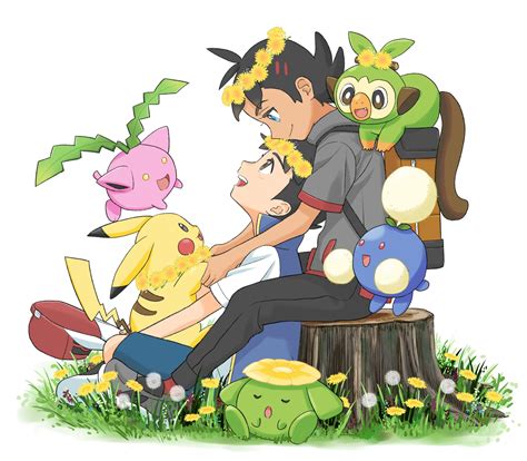 Pikachu Ash Ketchum Grookey Goh Hoppip And 2 More Pokemon And 2 More Drawn By Minato