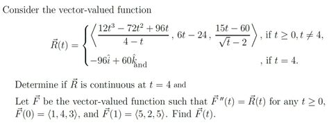 solved consider the vector valued function ~r t