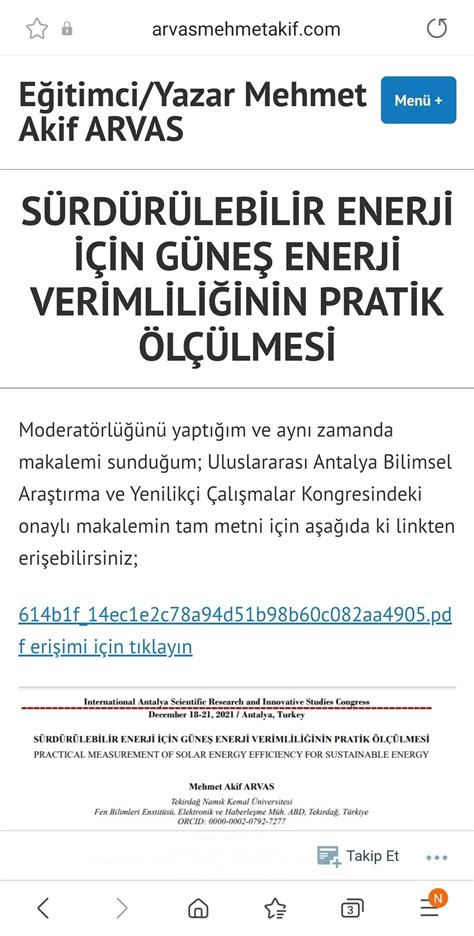 Mehmet Akif Arvas Linkedin‘de SÜrdÜrÜlebİlİr Enerjİ İÇİn GÜneŞ Enerjİ
