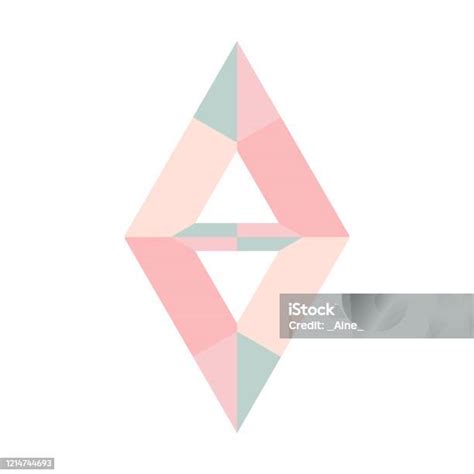 흰색 배경에 고립 된 플랫 스타일의 귀여운 만화 마름모 기하학적 모양 로고 아이콘 벡터 그림입니다 마름모에 대한 스톡 벡터 아트