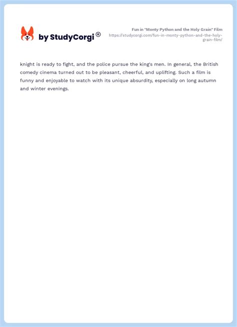 Fun In Monty Python And The Holy Grain Film Free Essay Example