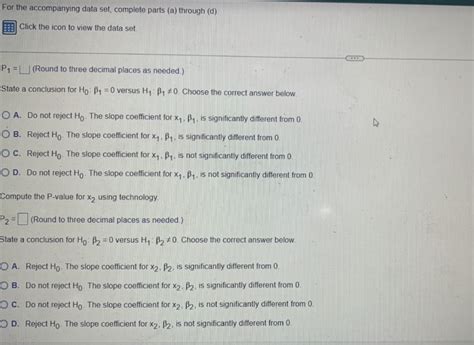 Solved For The Accompanying Data Set Complete Parts A