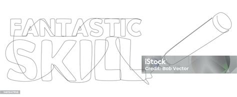 펠트 팁 펜으로 쓴 환상적인 스킬 단어의 연속 한 줄 얇은 선 그림 벡터 개념입니다 윤곽 그리기 창의적인 아이디어 개발에 대한 스톡 벡터 아트 및 기타 이미지 Istock