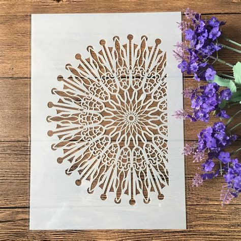 4 개몫 A4 원형 꽃 꽃 Diy 겹쳐 스텐실 그림 스크랩북 색소 엠보싱 앨범 장식 카드 템플릿 수정 용품