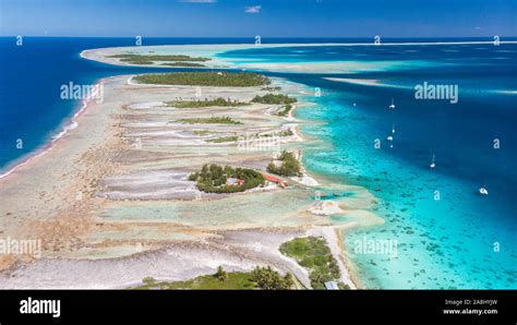 Sailing With Catamaran In Tuamotu Archipelago French Polynesia Aerial
