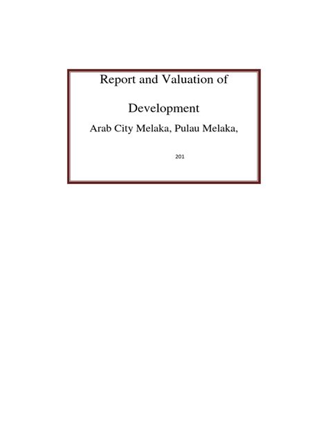 Valuation Arab City Melaka Pdf Real Estate Appraisal Lease